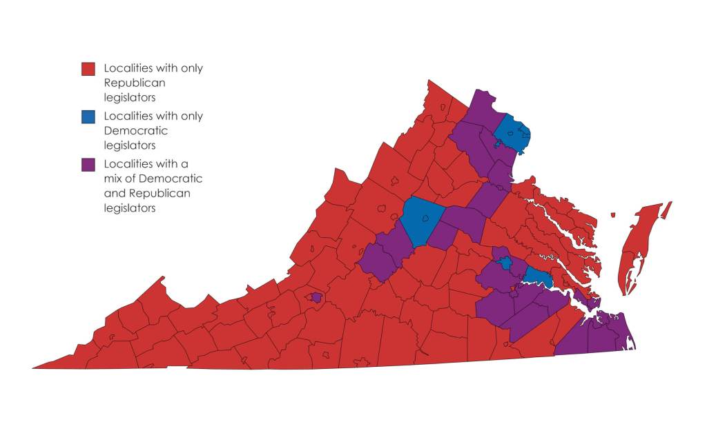 Some Virginia localities have representatives from both parties in the ...