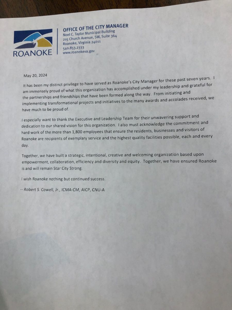 Cowell resigns as Roanoke city manager - Cardinal News