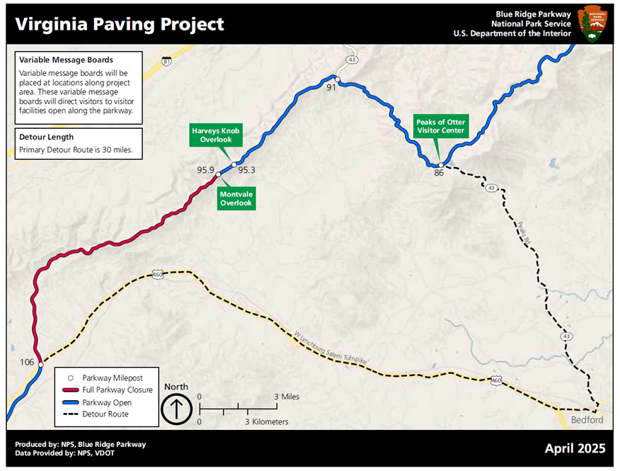 Part of Blue Ridge Parkway near Roanoke to close until fall 2026 ...